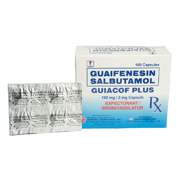 GUIACOF PLUS Guaifenesin / Salbutamol 100mg / 2mg Capsule 1's price in ...